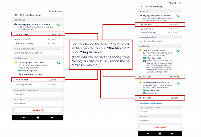 CẬP NHẬT GIAO DIỆN HIỂN THỊ ĐƠN HÀNG BEDELIVERY – Be