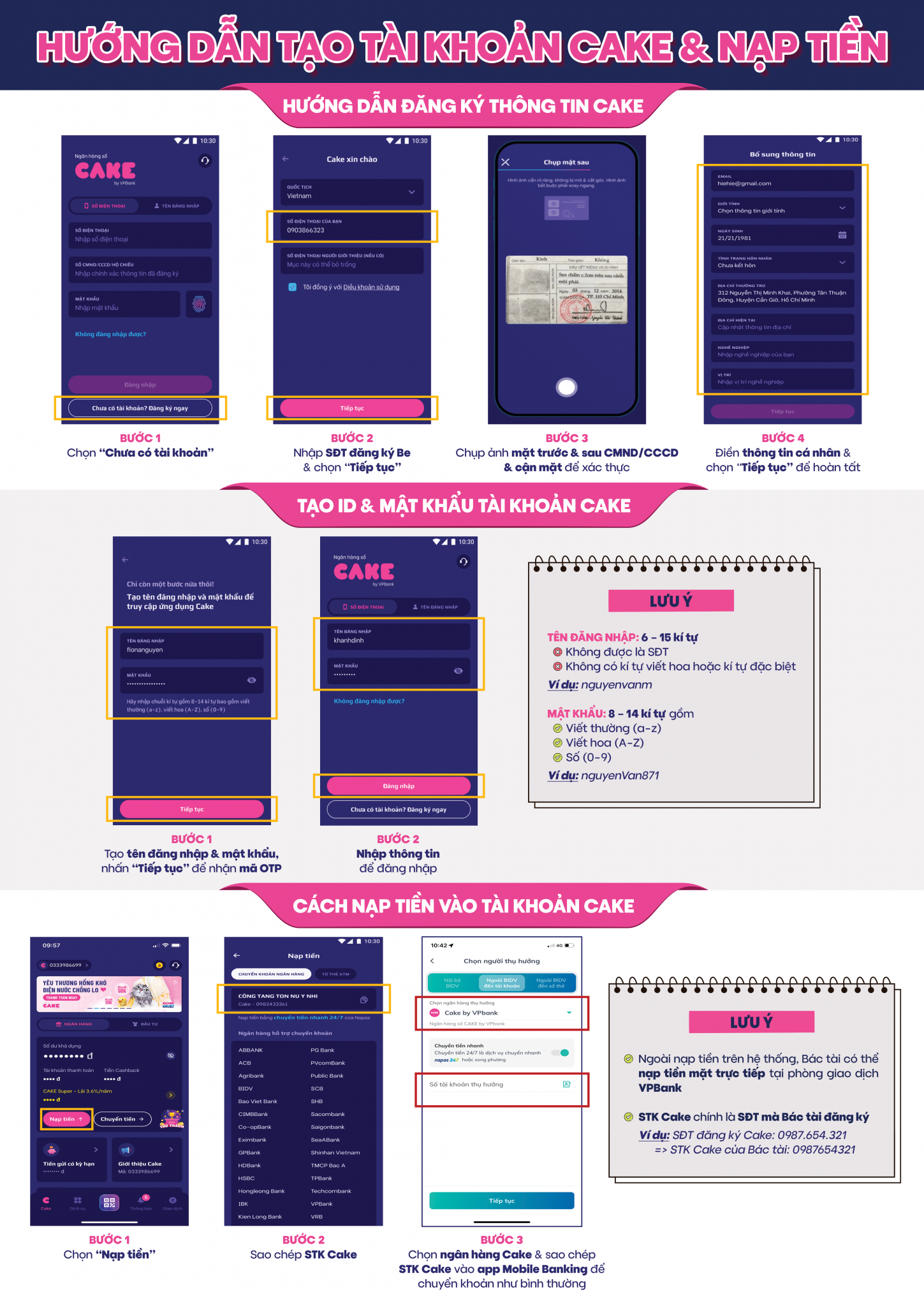 Be | Hướng dẫn tạo tài khoản Ngân hàng số Cake và cách nạp tiền