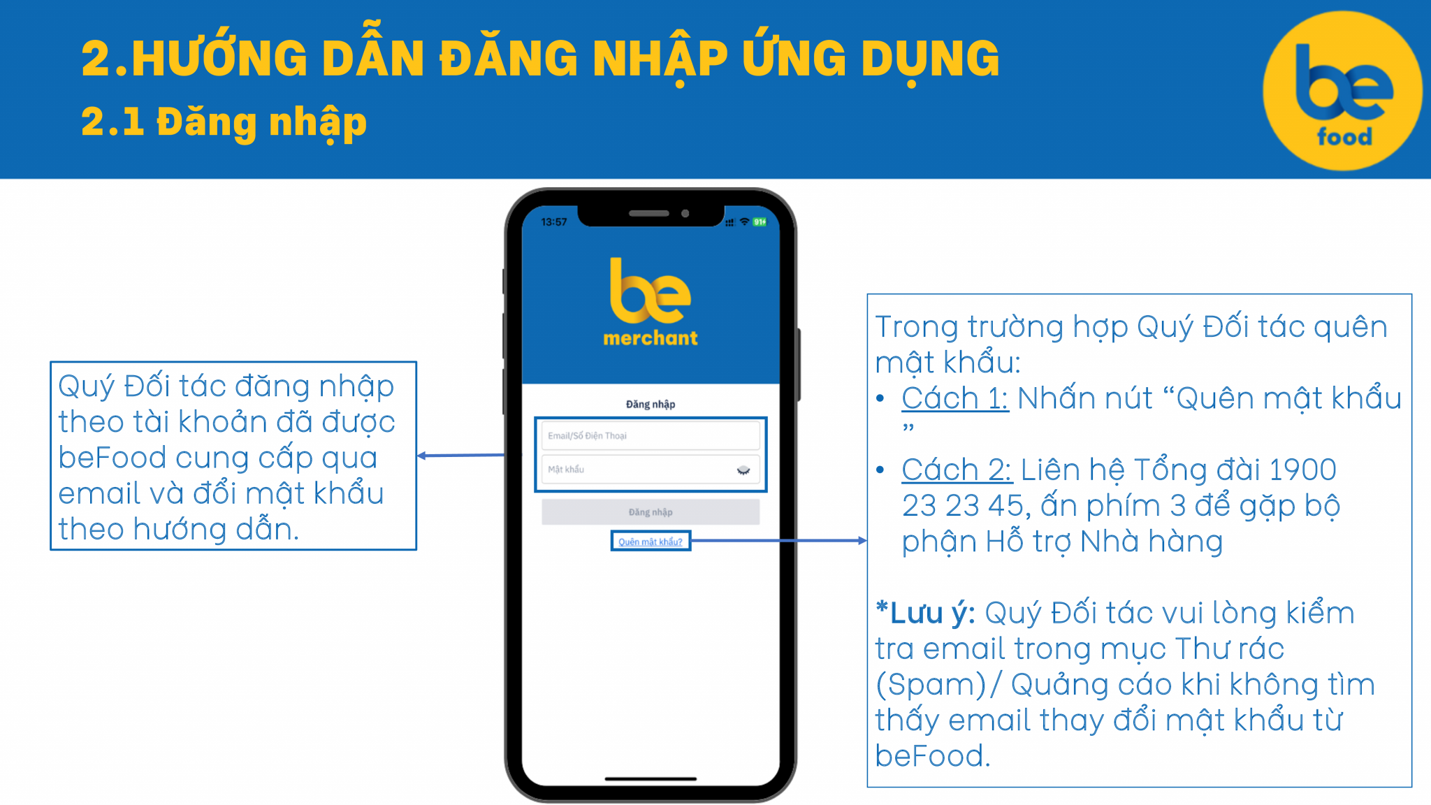 Be | Hướng dẫn sử dụng Ứng dụng Nhà hàng beMerchant