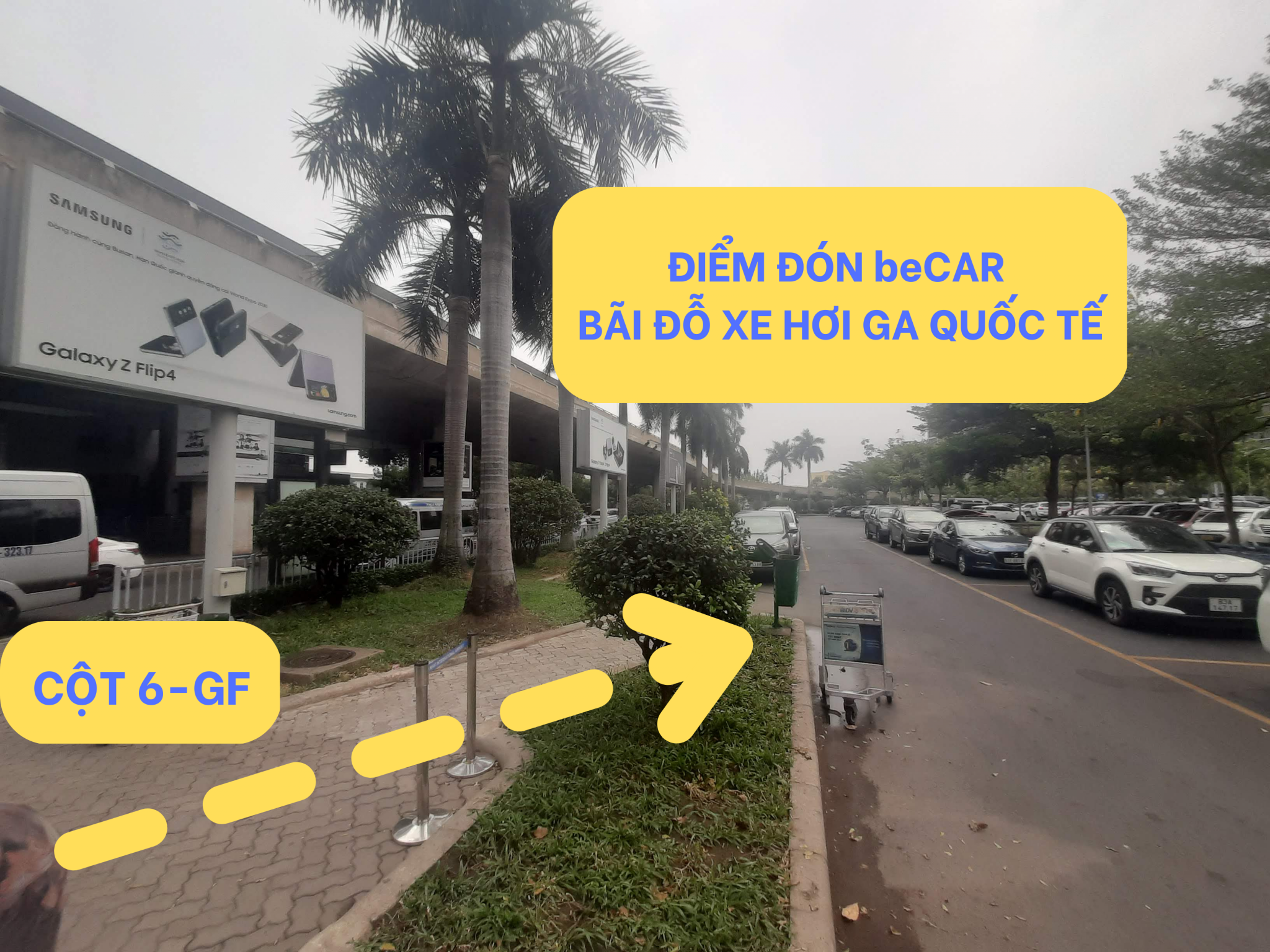 Hướng dẫn đón Xe Ôtô BeCar đối diện cột 6-GF bãi đậu xe hơi từ Ga Quốc ...