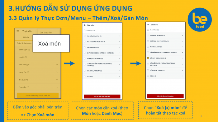 Be | Hướng dẫn sử dụng Ứng dụng Nhà hàng beMerchant