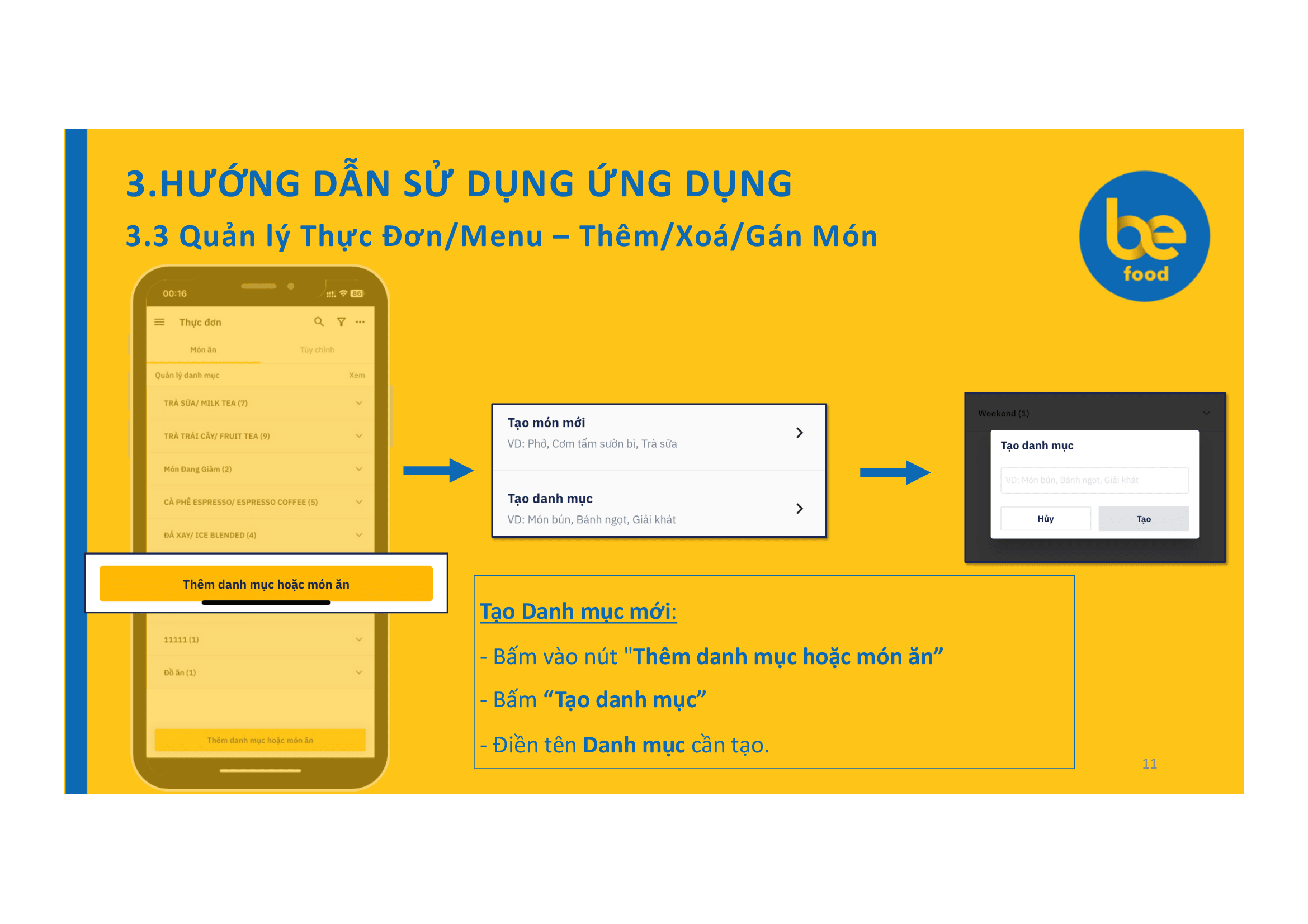 Be | Hướng dẫn sử dụng Ứng dụng Nhà hàng beMerchant