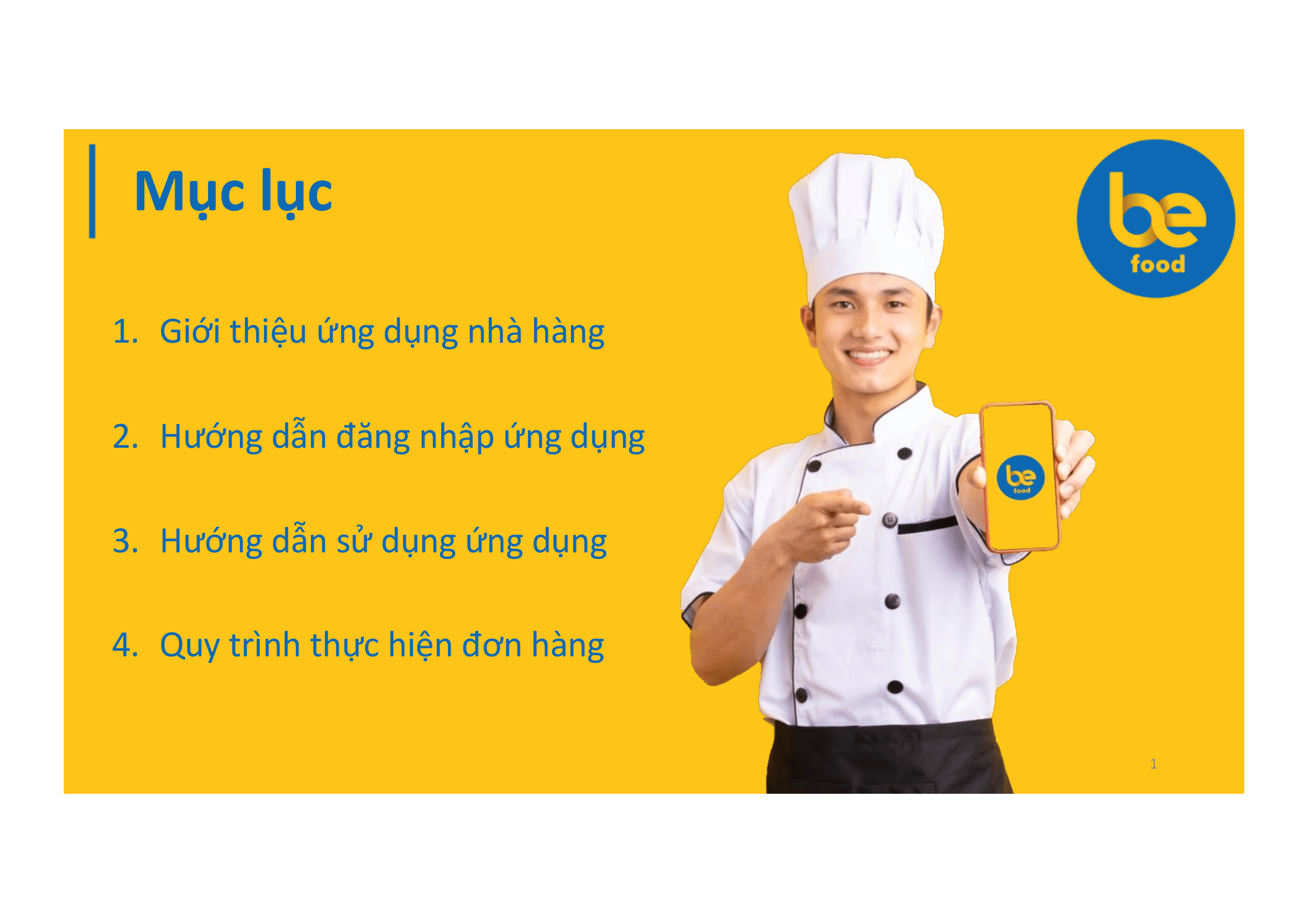 Be | Hướng dẫn sử dụng Ứng dụng Nhà hàng beMerchant