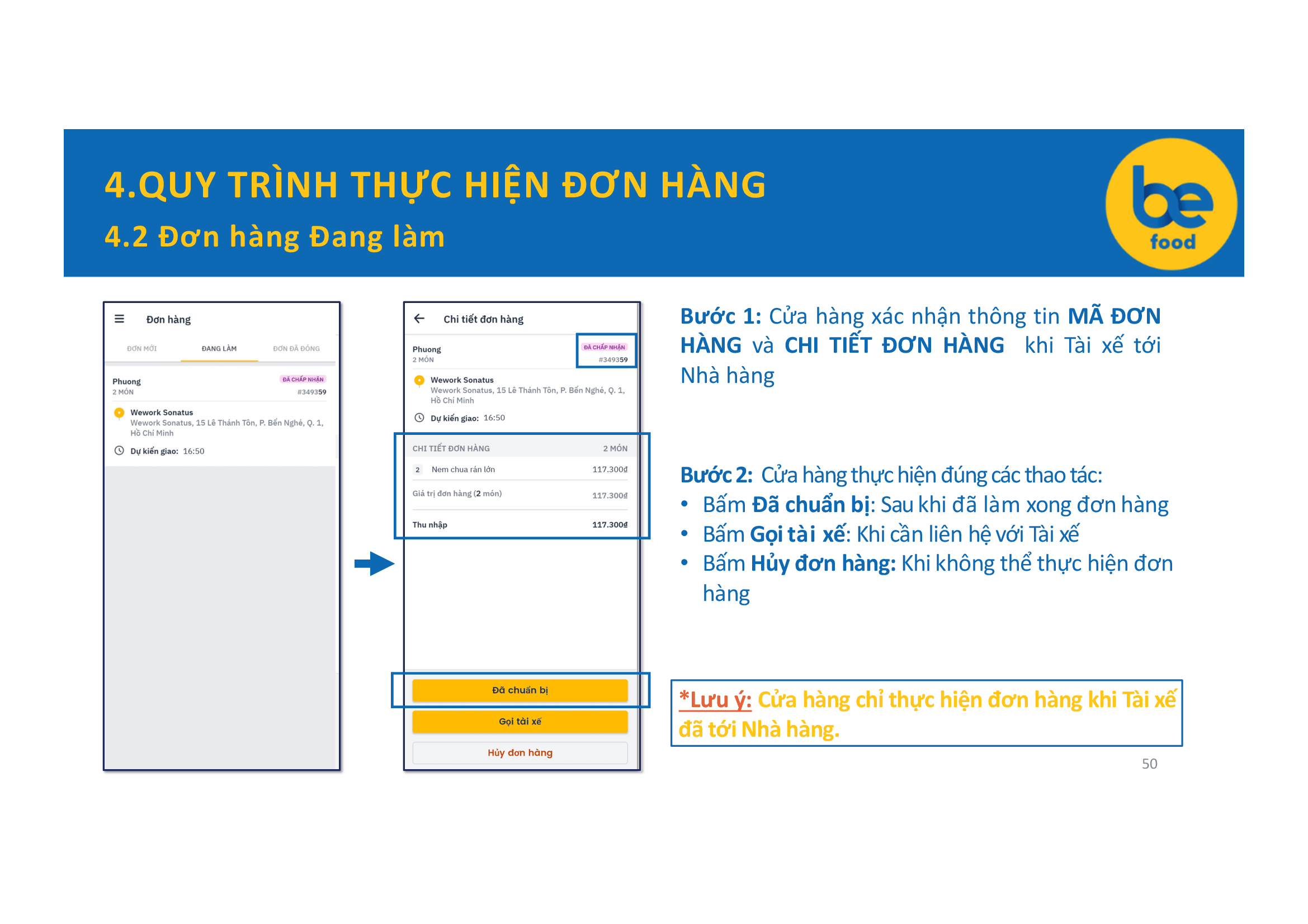 Be | Hướng dẫn sử dụng Ứng dụng Nhà hàng beMerchant